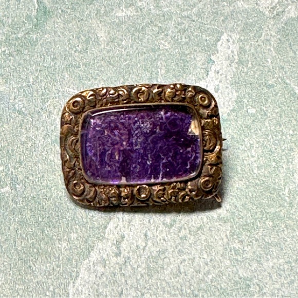 Vintage | Jewelry | Vintage Very Old Purple Foil Brooch Or Pendant In ...